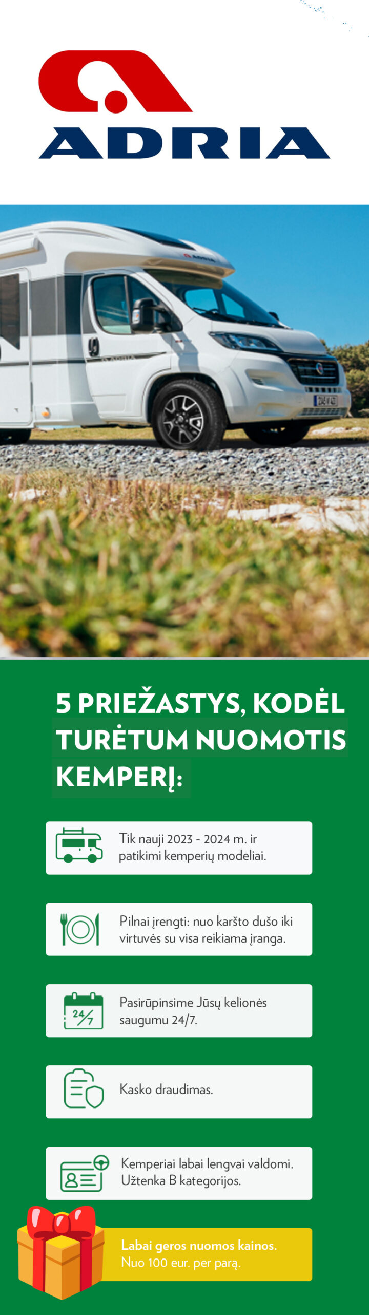 Adria Action 391 LH - parduodami nauji prikabinami nameliai